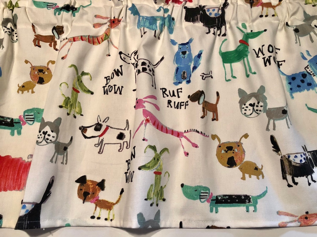 Cute Doggie Valance Dog Lover Gift Woof Window Curtain Dog Theme Decor ...