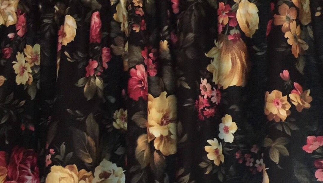 Beautiful Roses Valance Black Window Curtain 43" W X 14" L If Your ...