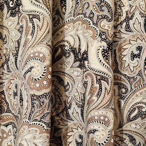 Rustic Paisley Curtain Panels Autumn Decor Brown and Black Tiebacks, 43 ...