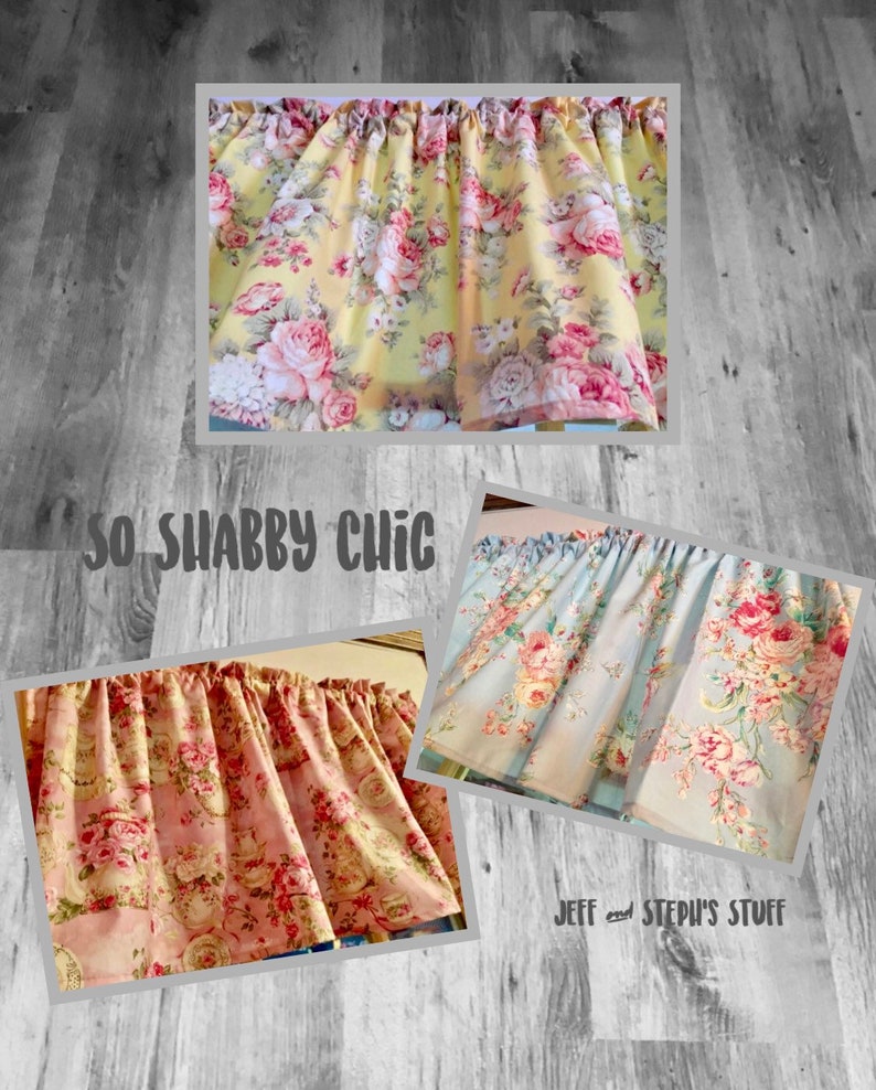 Cottage Roses Valance: Yellow Pink Floral Window Topper (43"w X 14"l ...