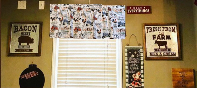 Country Farmhouse Valance Pigs and Cows 42w - Etsy