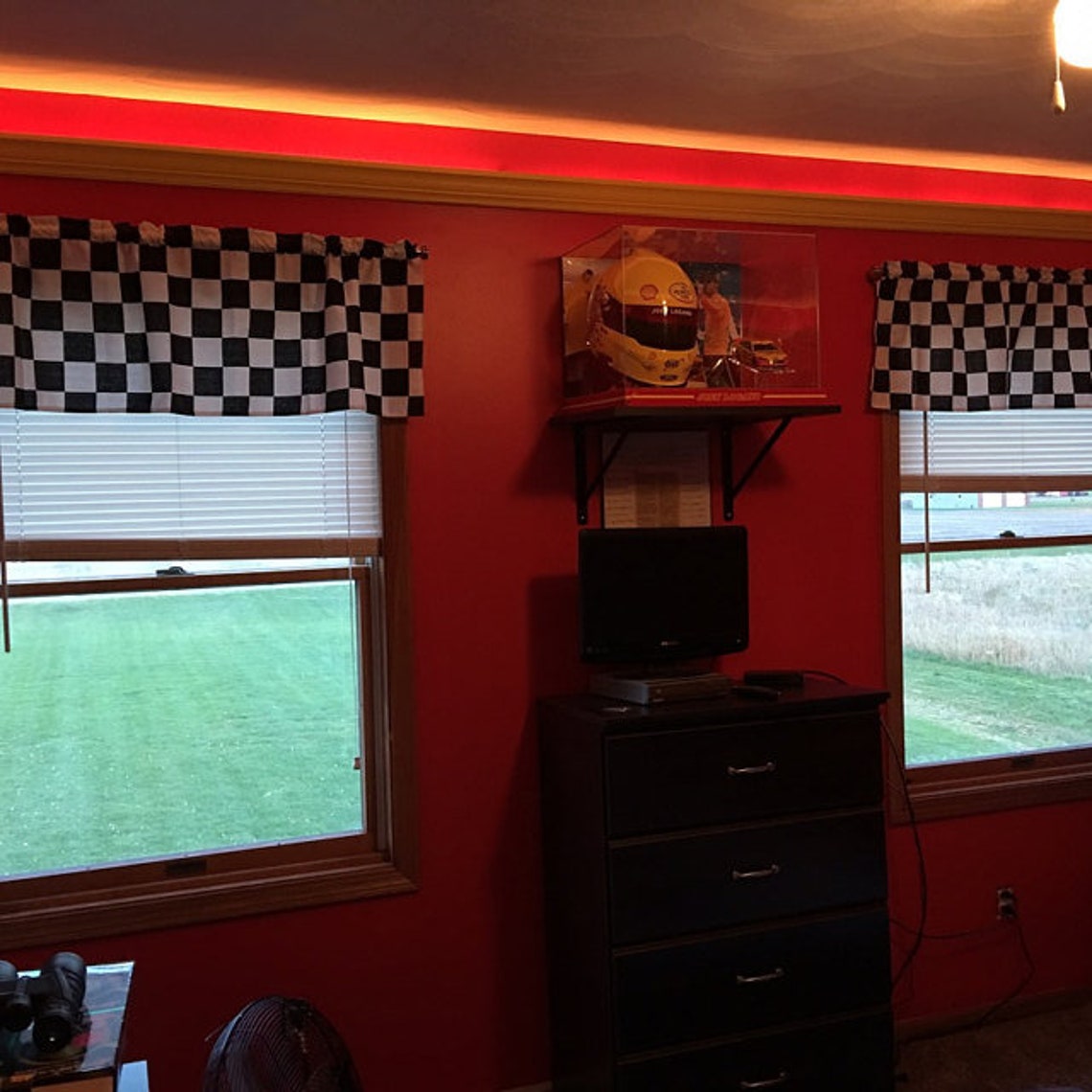 Nascar Cotton Fabric Man Cave Window Curtain Kitchen | Etsy