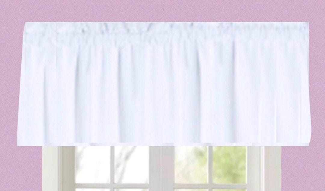 White Cotton Window Valance: Summer Kitchen Curtain, 52"w X 15"l - Etsy