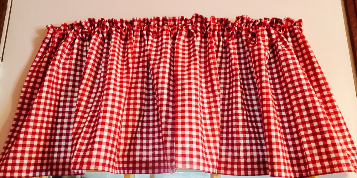 Red Gingham Valance Country Farmhouse Window Curtain - Etsy