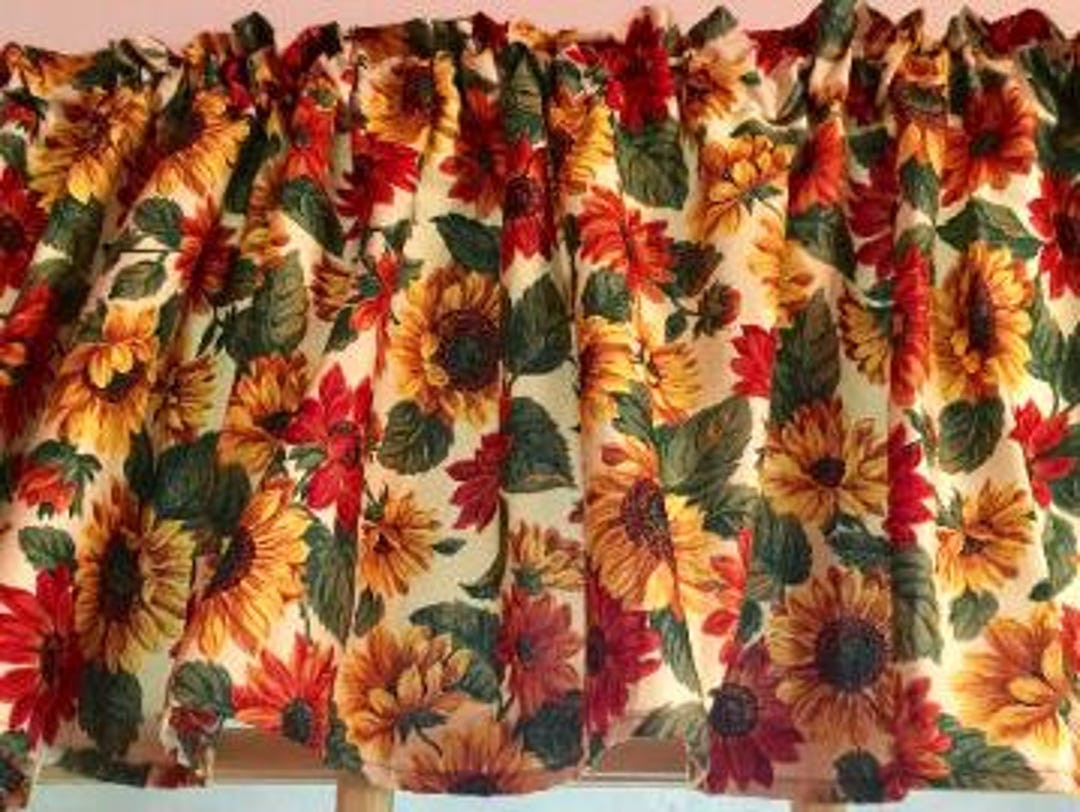 Sunflower Valance Harvest Gold Green Window Curtain Valances 43w X 14l ...