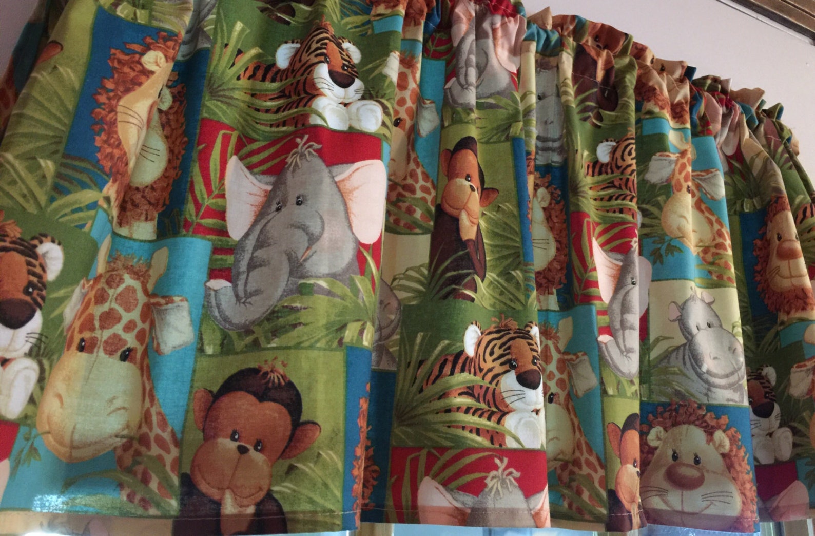 Jungle Babies Nursery Valance Monkey Elephant Valance - Etsy