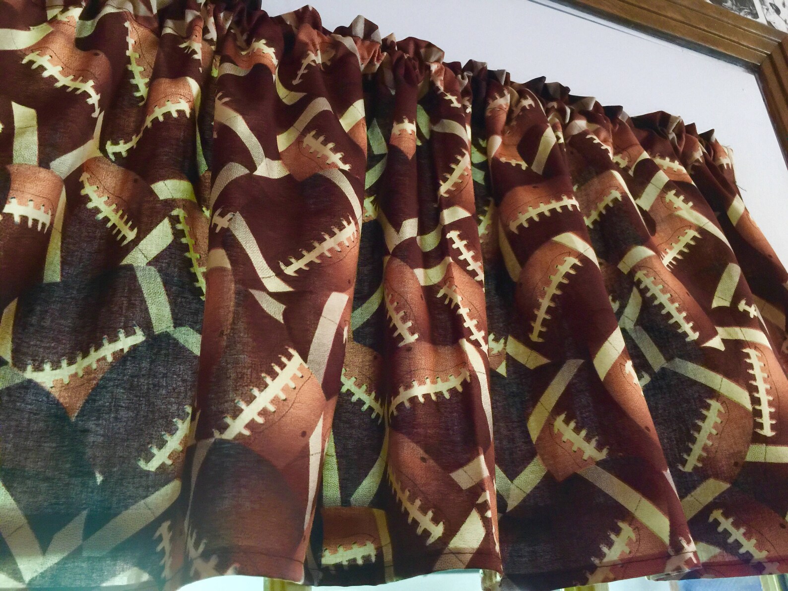 Football Valance: Game Day Decor, Man Cave, Boys Bedroom (43"w X 14/15 ...
