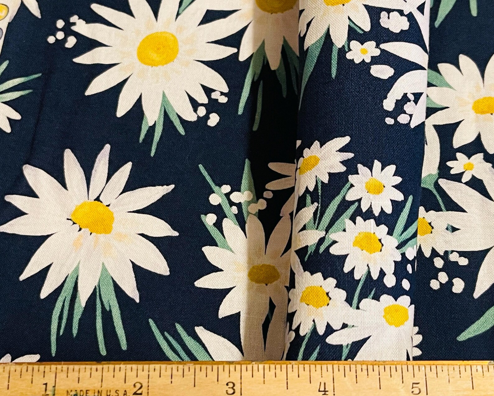 Wild Daisy Valance: Navy Blue Floral Window Curtain (43”W X14"l) - Etsy