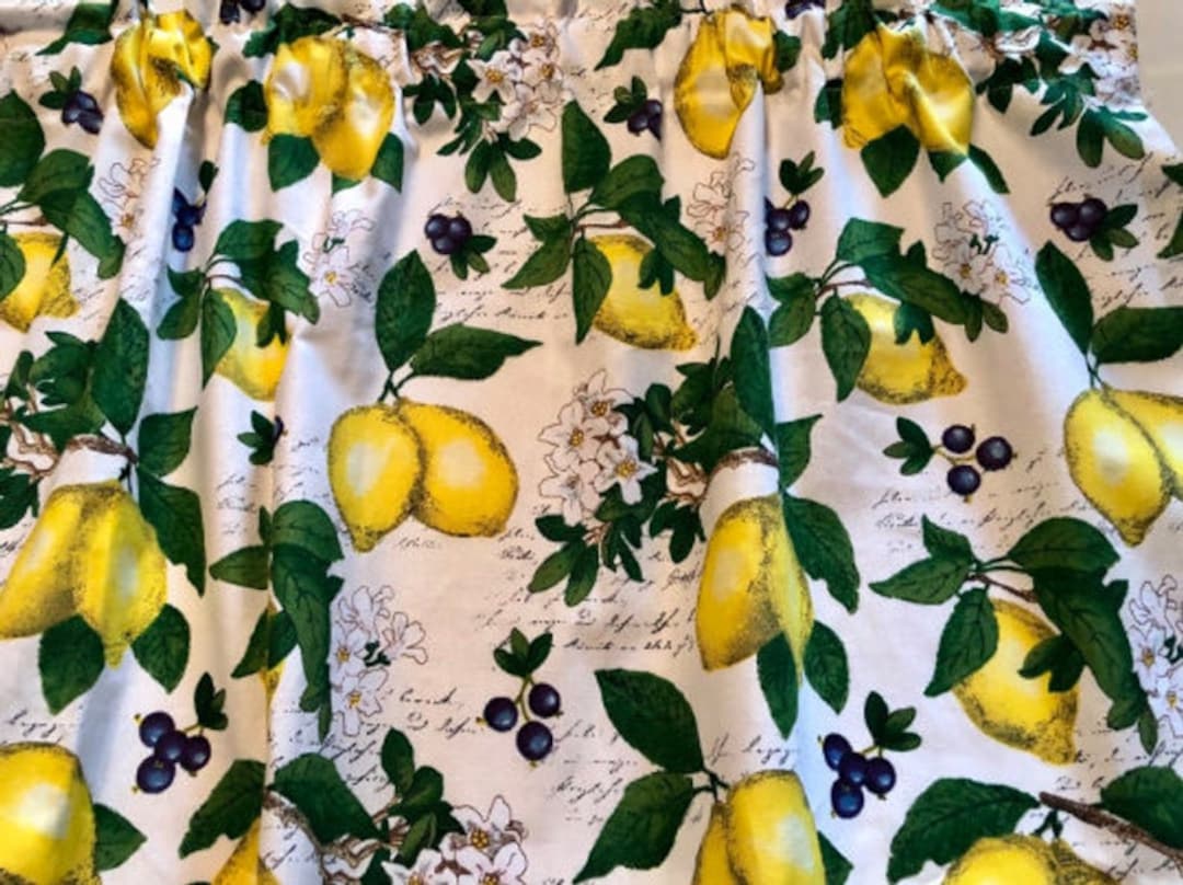 Fruit Print Curtain Panels: Farmhouse Lemon Citrus Decor, Set of 2 - Etsy