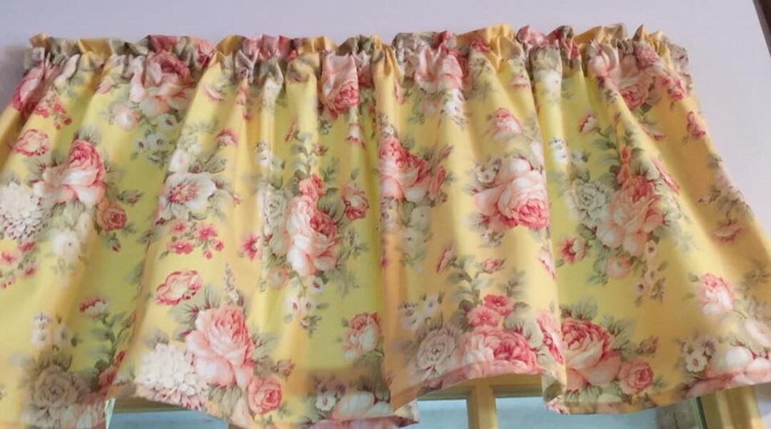Valance Yellow Shabby Chic Floral Roses Curtain Valance - Etsy