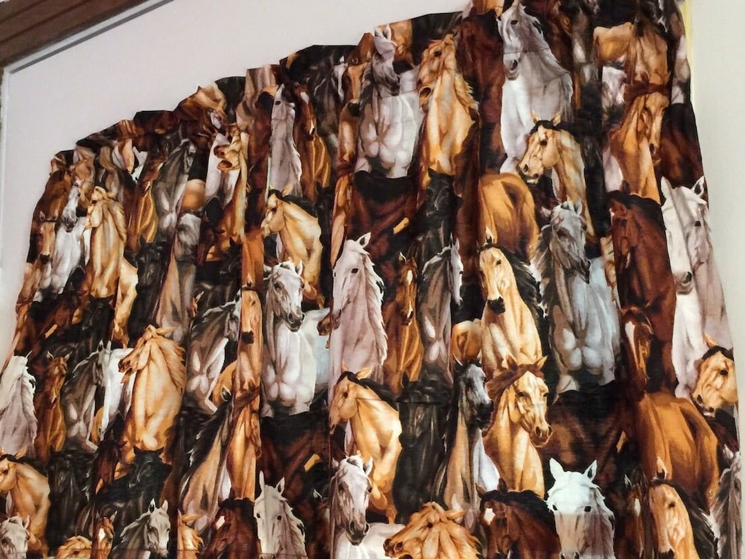 Western Horse Curtain Panels With Tiebacks - Handmade - Etsy