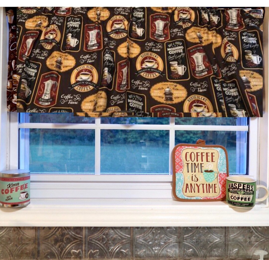 Coffee Time Window Curtain Valance Kitchen Valance Hot Fresh Morning - Etsy