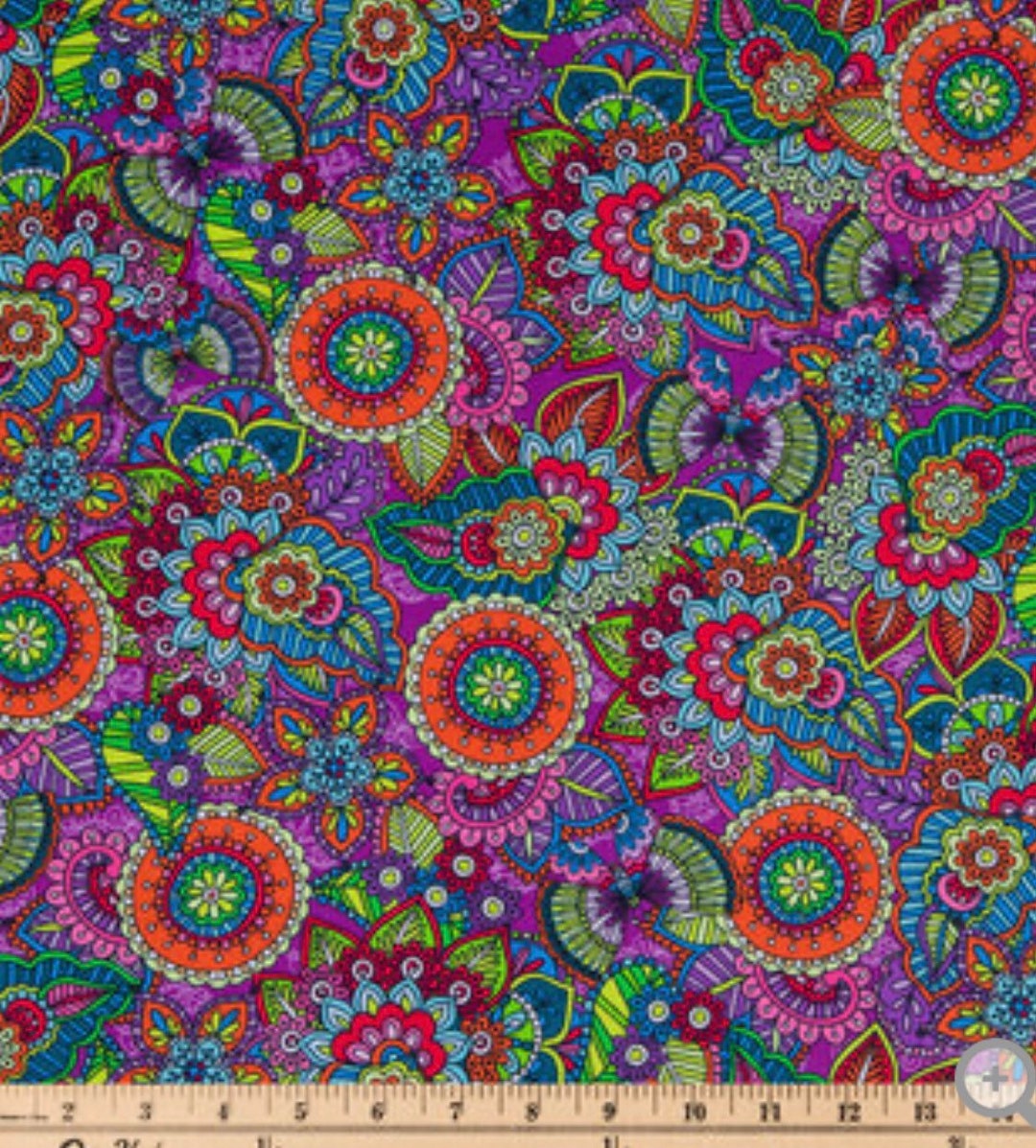 FQ, Purple, Boho, Hippie, Cotton Fabric, Fat Quarter, 18x 21, Quilting ...
