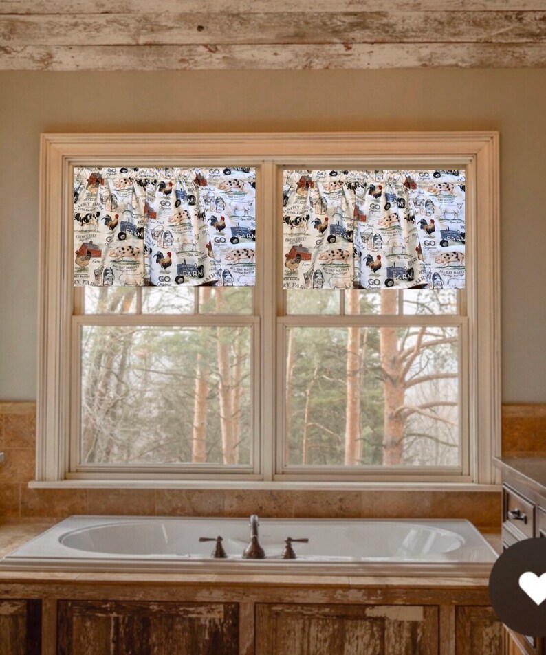 Country Farmhouse Valance Pigs and Cows 42w - Etsy