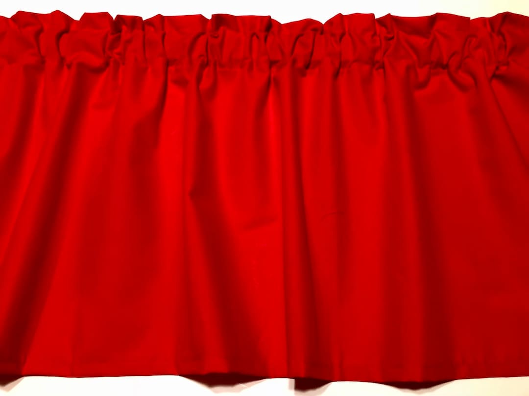 Christmas Red Valance, Window Curtain, Cherry Valances, Cardinal Red ...