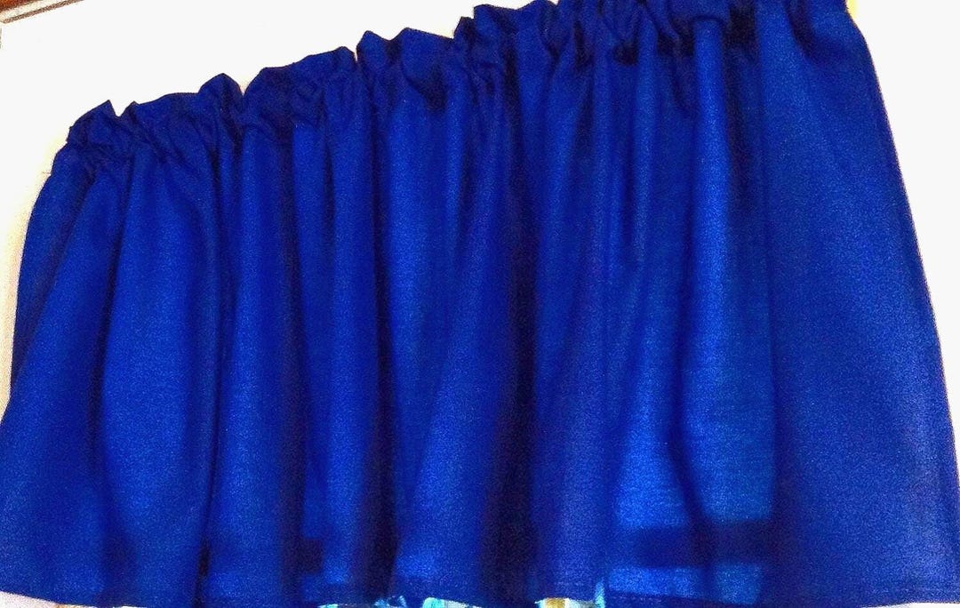 Royal Blue Valance 52"w X 15"l Window Curtain Valance KONA COTTON ...