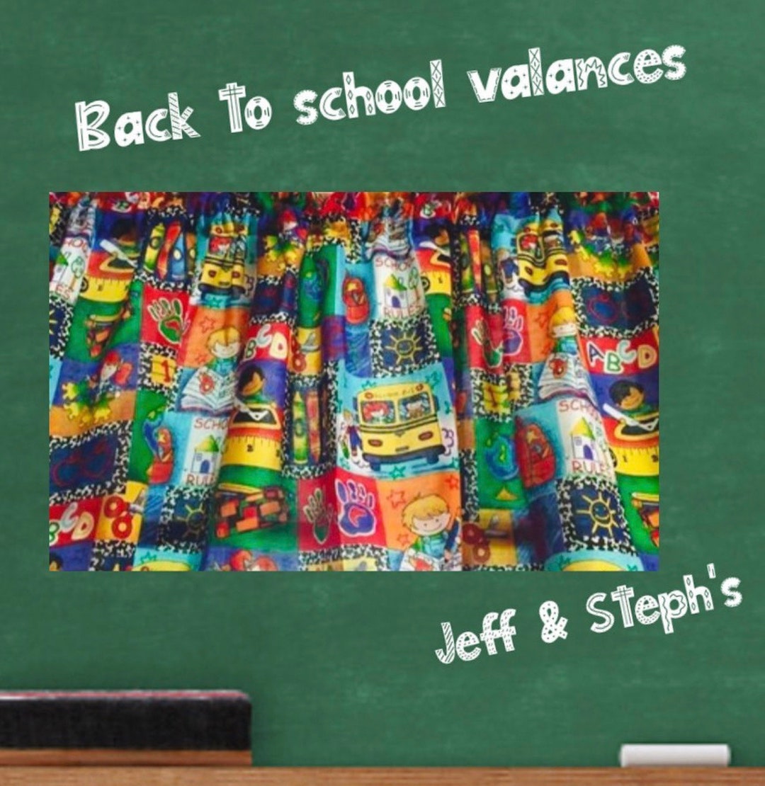 School Bus Fabric Window Valance, Teacher Classroom Decor (43"w X 15"l ...