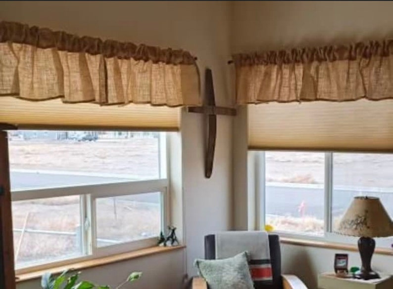 Burlap Farmhouse Window Valance, Rustic Jute Curtain, 52" W X 15" L - Etsy