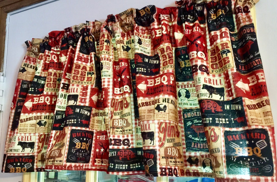 BBQ Valance: Pit Barbecue Window Curtain (43"w 14"l) - Etsy