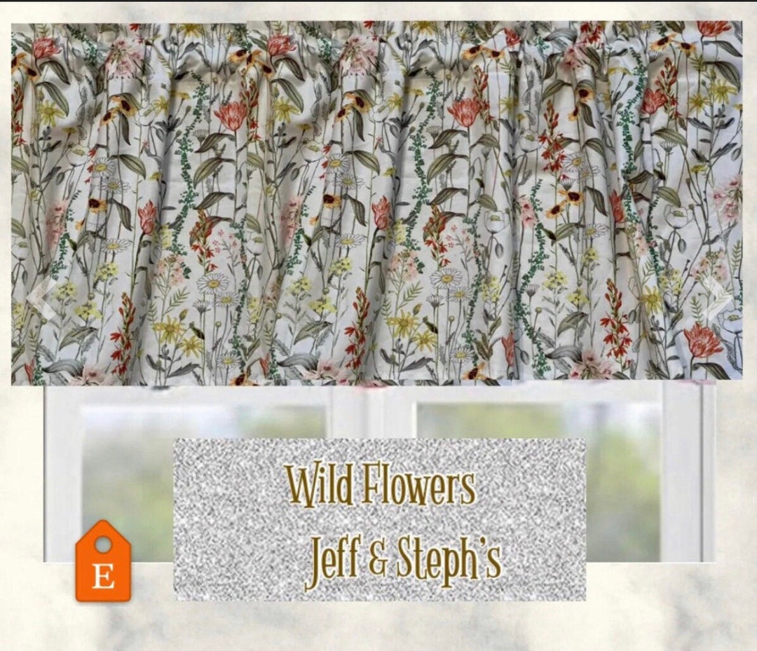 Cottage Valance Wildflower Wild Flowers Farmhouse Decor Country Style ...