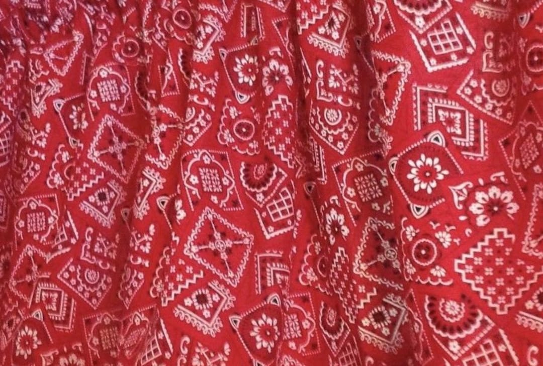 Red Bandana Curtain Valance: Country Western Paisley Print - Etsy