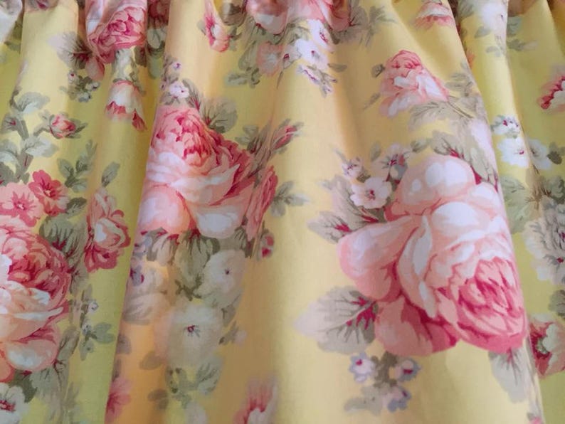 Cottage Roses Valance: Yellow Pink Floral Window Topper (43"w X 14"l ...