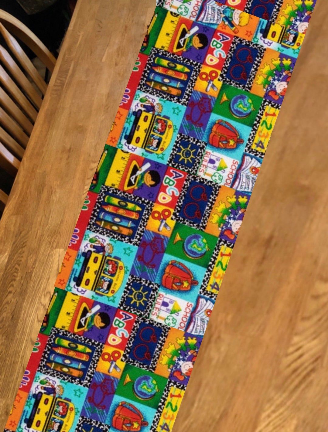 School Bus Table Runner Teacher Gift for Classroom Unlined Cotton ...