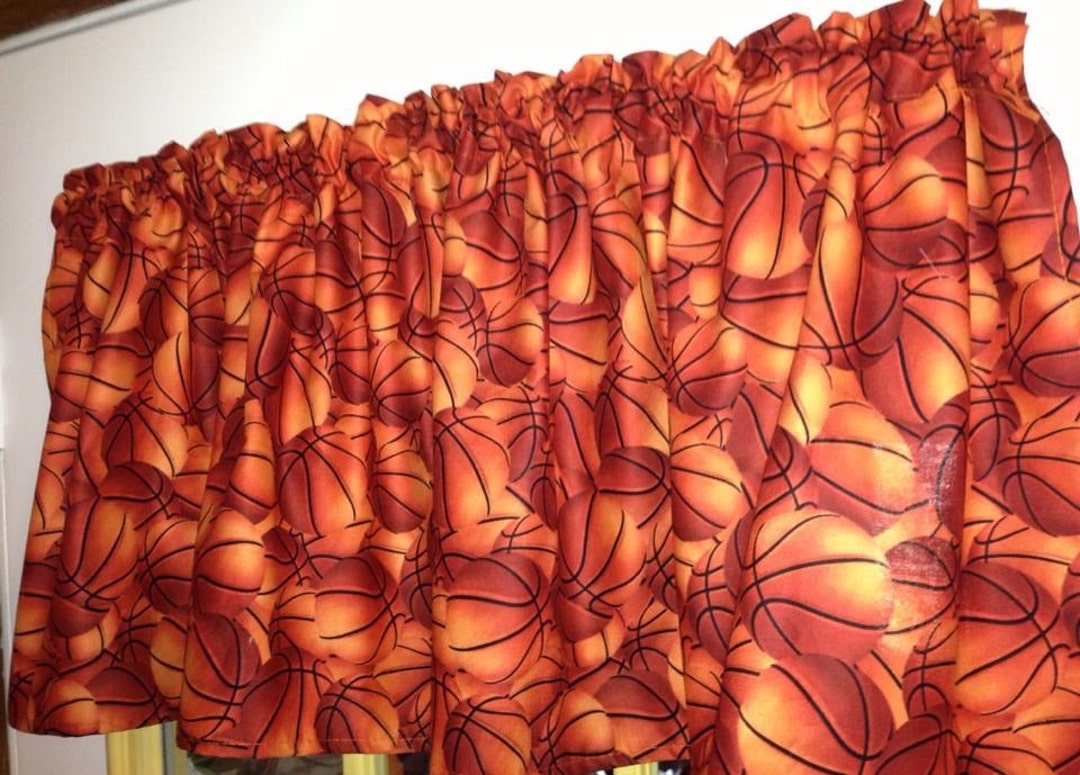 Basketball Valance Game Window Curtain Valance Orange Sports Ballgame ...
