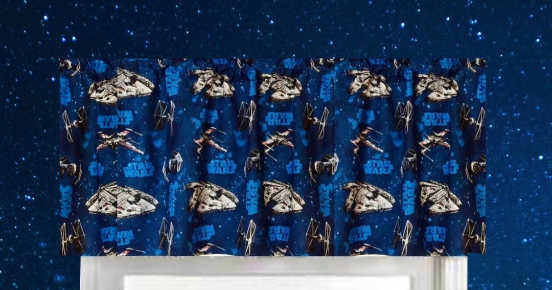 Star Wars Lover Valance Ships Boy's Room Blue Window Curtain Star Wars ...