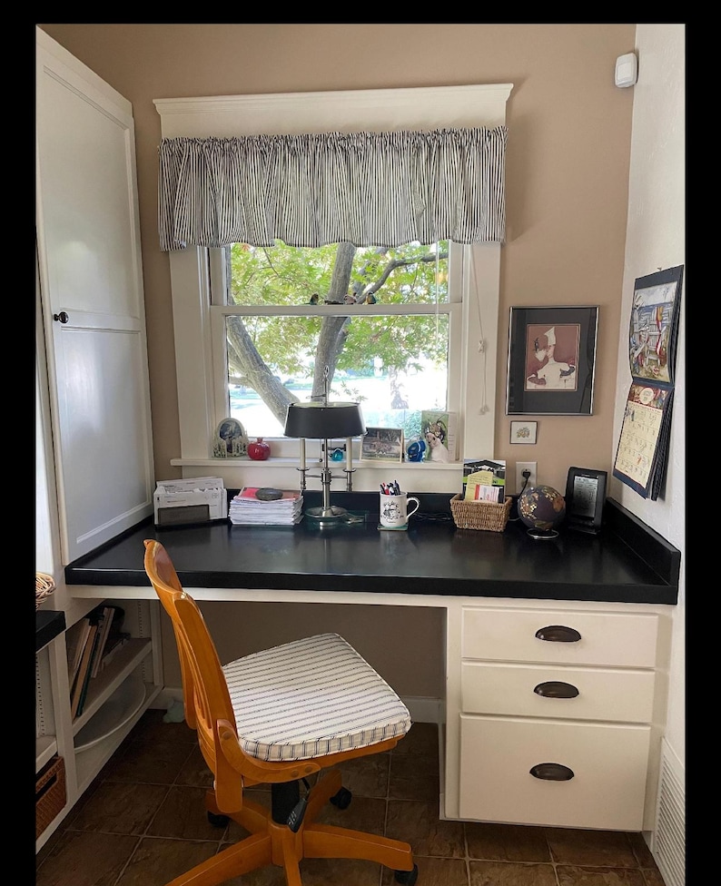 Farmhouse Ticking Stripe Valance: Handmade Country Cottage Kitchen ...