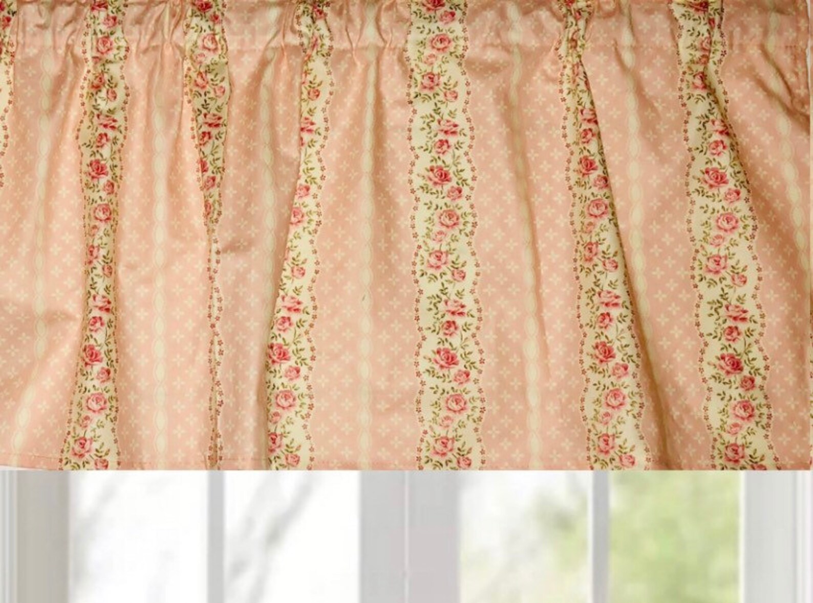 Scalloped Roses Valance Window Curtain Topper 43w - Etsy