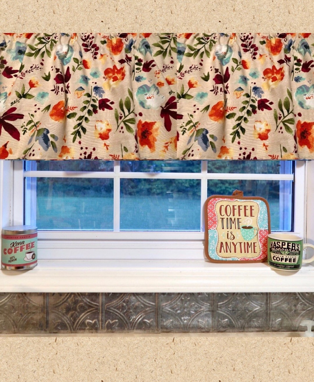 Rustic Leaves Willow Valance Woman Fabric 40"wx14l Fits Window up to 29 ...