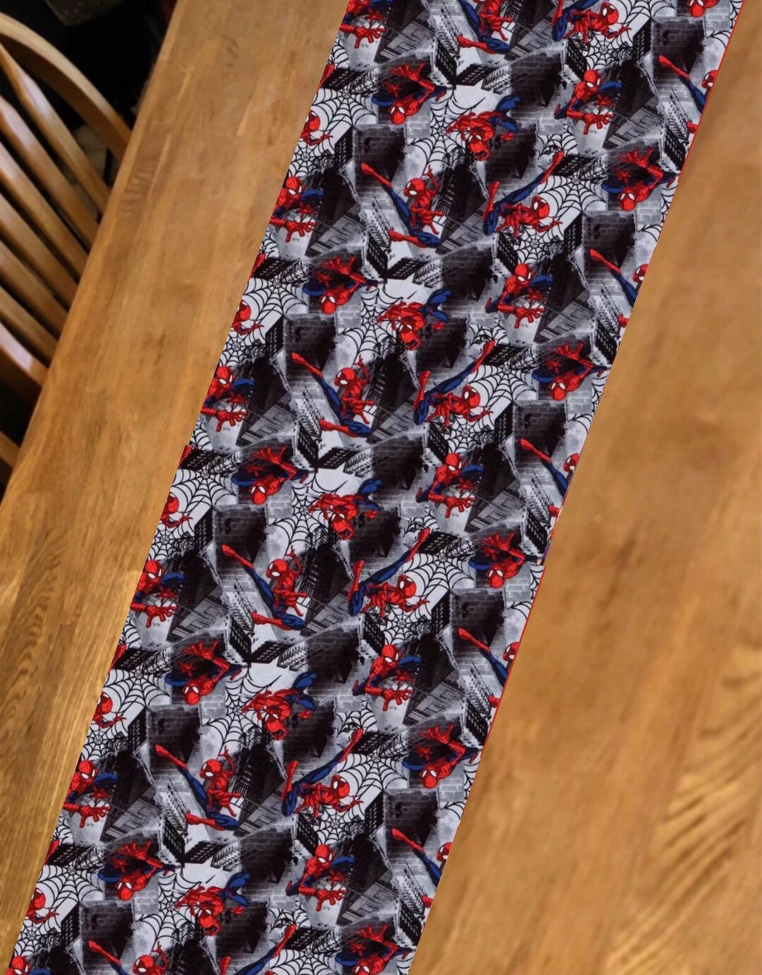 Spider-man Table Runner: Black & Gray Cotton Party Decoration - Etsy
