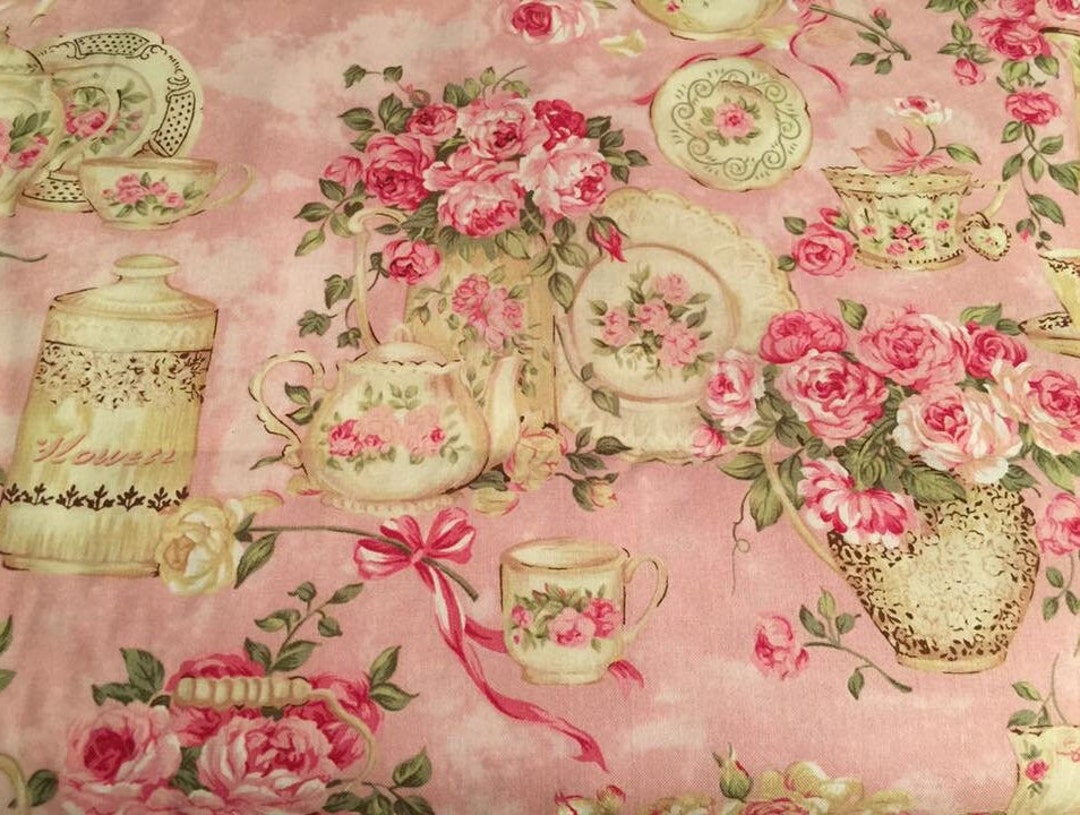 Roses and Teacups Valance Rose Valance Floral Window Curtain Valance ...