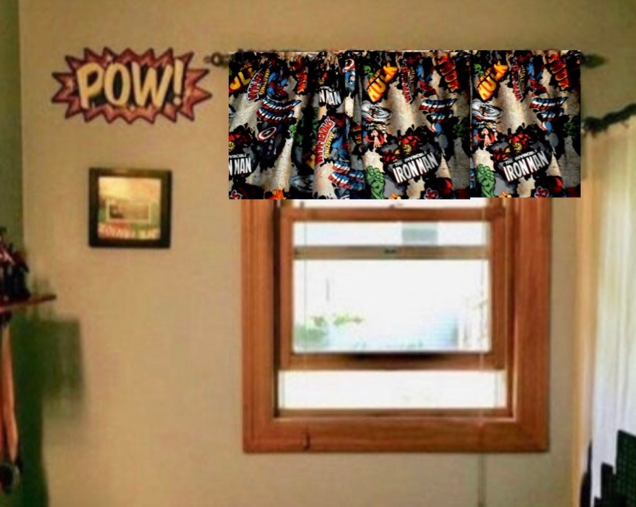 Superhero Window Curtain Valance Hulk Spiderman Ironman Custom | Etsy