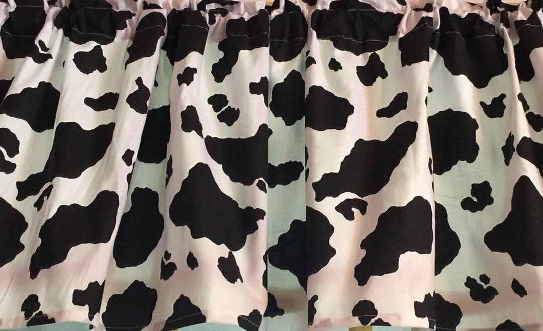 Cow Print Window Valance: Black and White Farmhouse Curtain - Etsy