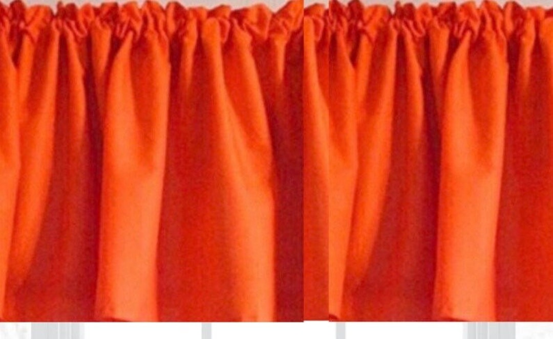 Tangerine Orange Valance Window Curtain Cheerful Cotton Fabric Gift ...