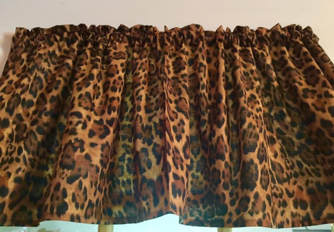 Leopard Valance Safari Jungle Cat Cheetah Spots Cotton Fabric WINDOW ...