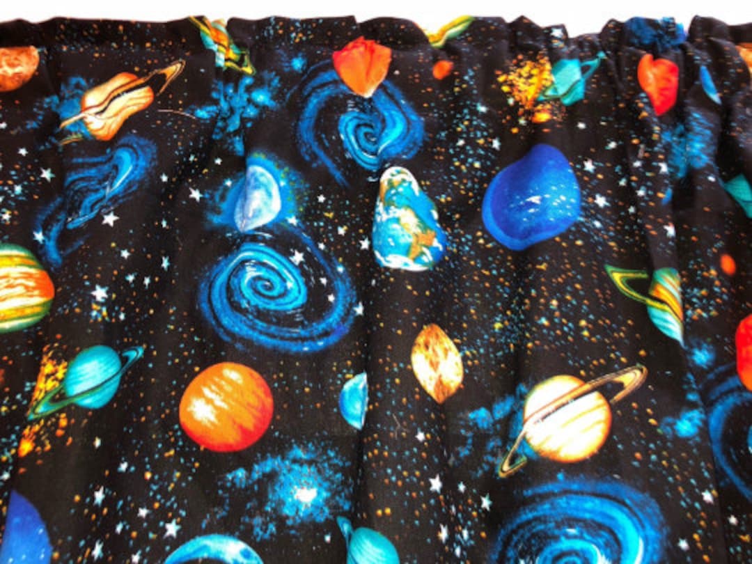 Space Planets Solar System Set of 2 Panels & Ties 43wide X 24l or 36l ...