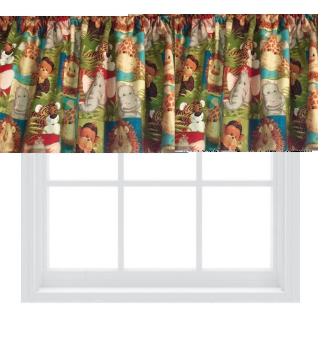 Jungle Babies Nursery Valance Monkey Elephant Valance - Etsy