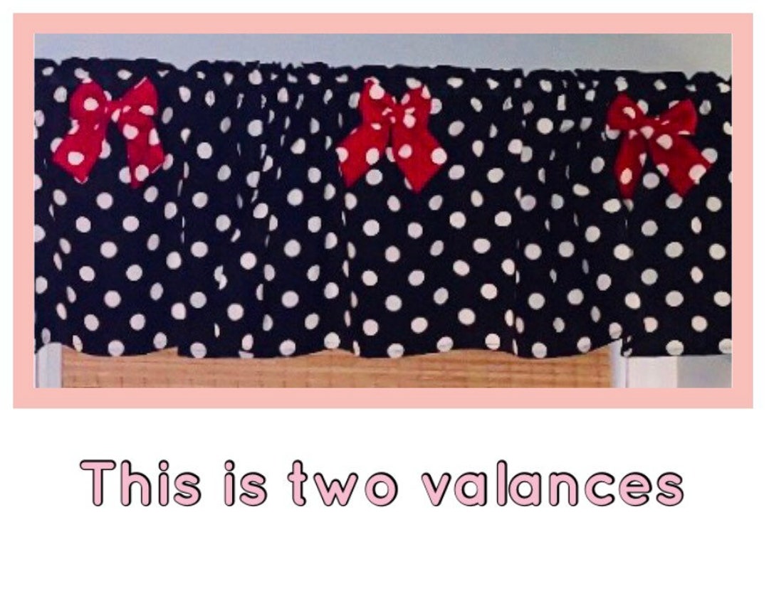 Mickey Mouse Valance 42"w X 14"l Black and White Dots Red Bows - Etsy