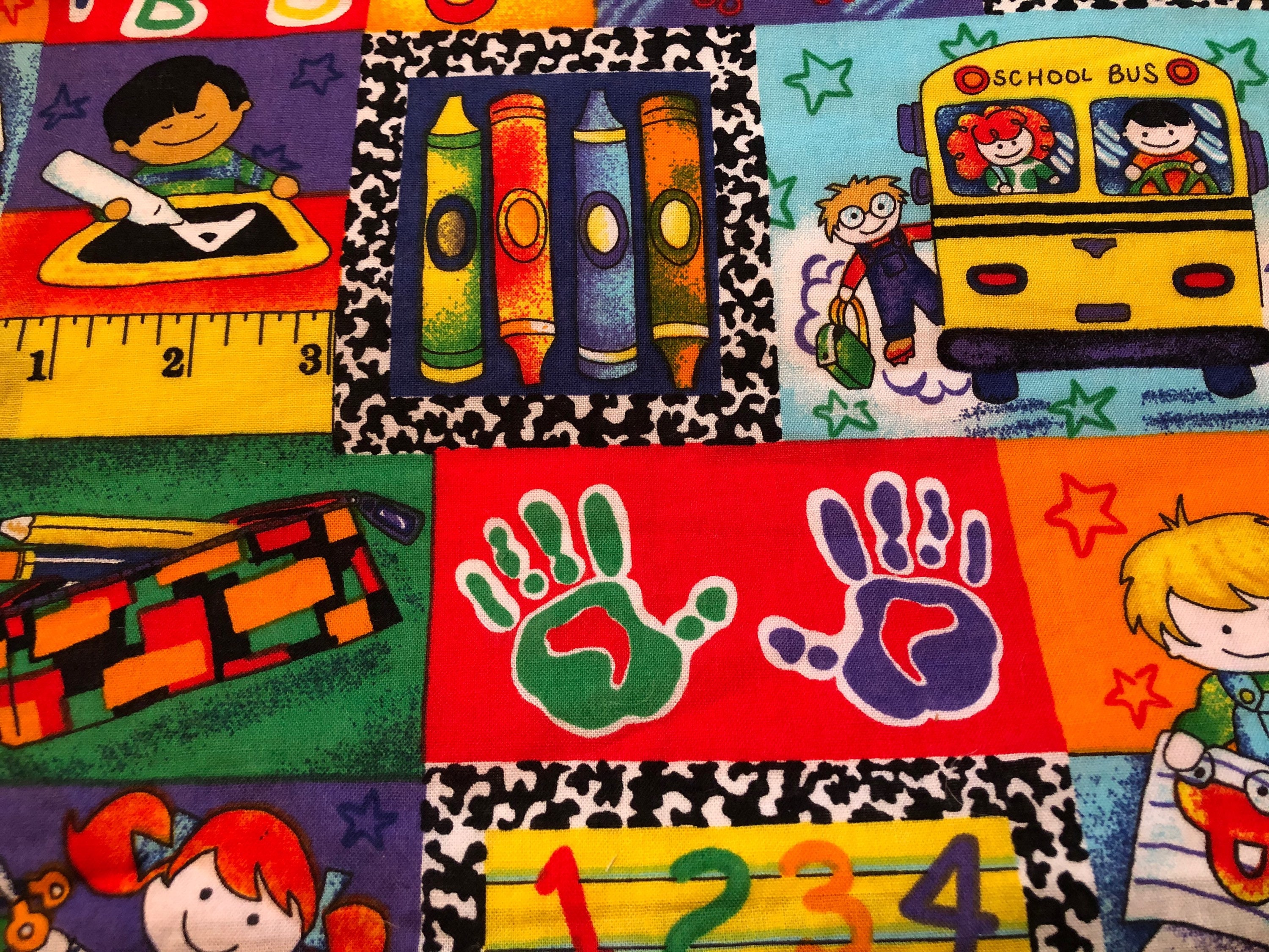 School Bus Classroom Cotton Fabric 1/3 yard Quilting | Etsy