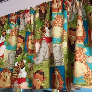 Jungle Babies Nursery Valance Monkey Elephant Valance Curtain Gift for ...