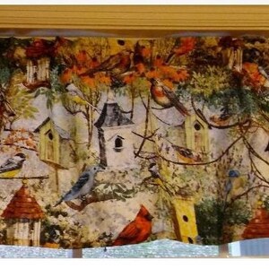 Birdhouse Garden Valance: Cardinal & Bluebird Prin 43" W X 14L - Etsy