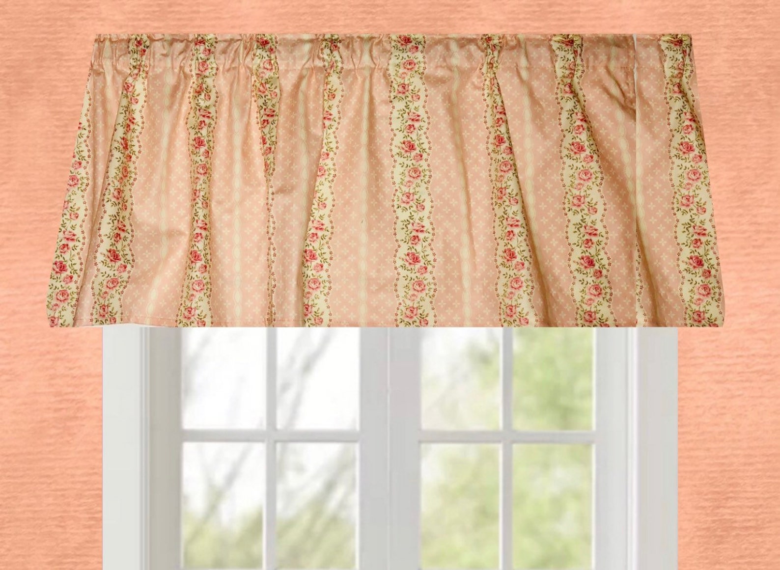 Scalloped Roses Valance Window Curtain Topper 43w - Etsy