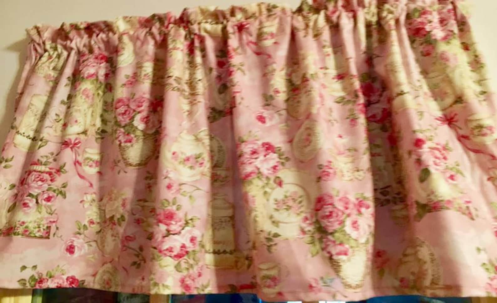 Rose Garden Valance Powder Pink Shabby Chic Teacup - Etsy