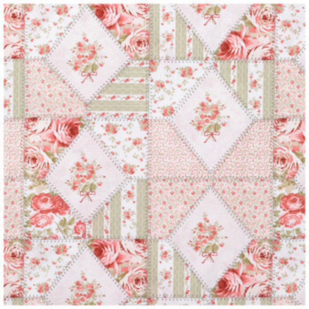 Pink & Sage Floral Patch Valance Window Curtain Treatment, Cotton ...