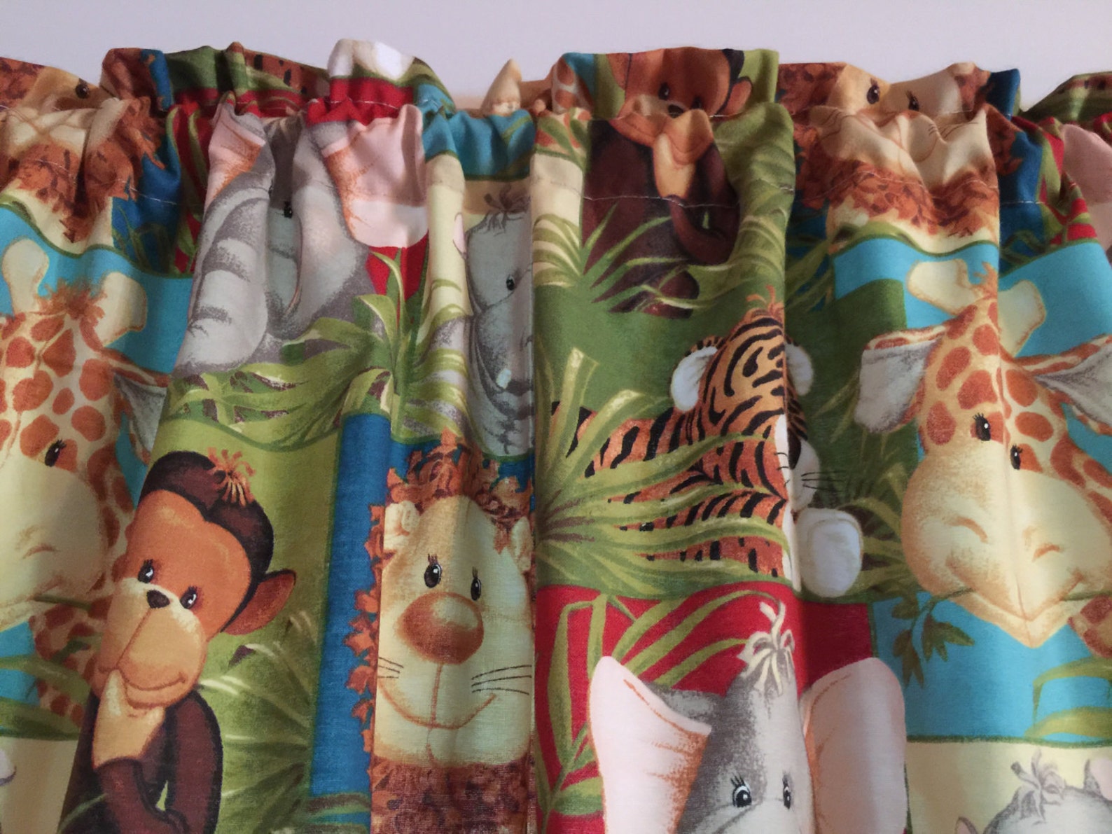 Jungle Babies Nursery Valance Monkey Elephant Valance - Etsy