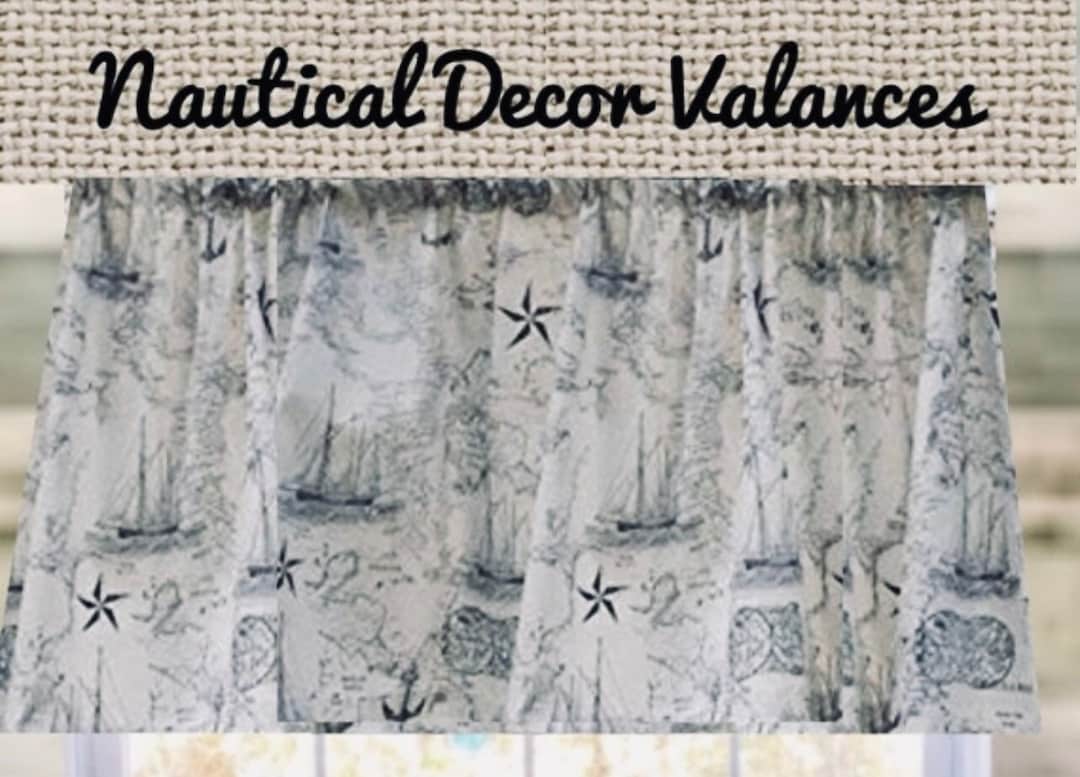 Nautical Map Valance Vintage Inspired Map for Office Travel Themed ...