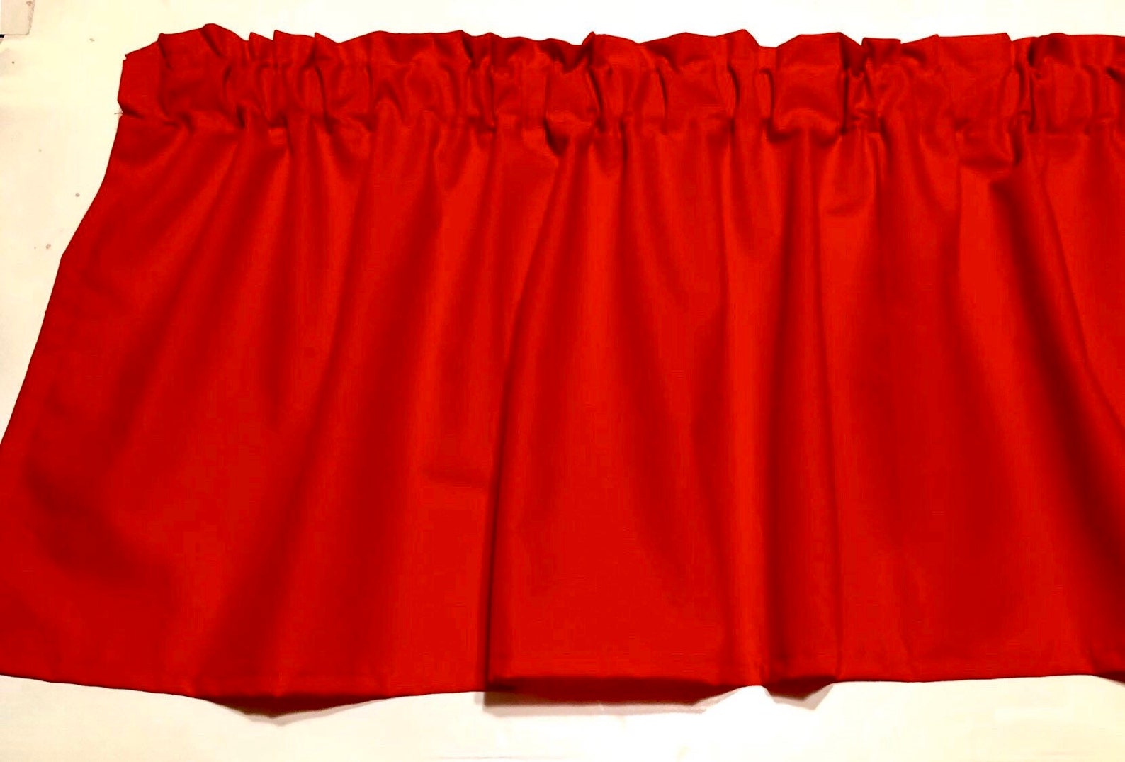 Solid Red Cotton Window Valance, Handmade Christmas Decor - Etsy
